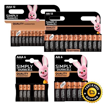 Duracell AA Batteries AAA Simply Alkaline LR03, LR6, Battery 10 Year ...