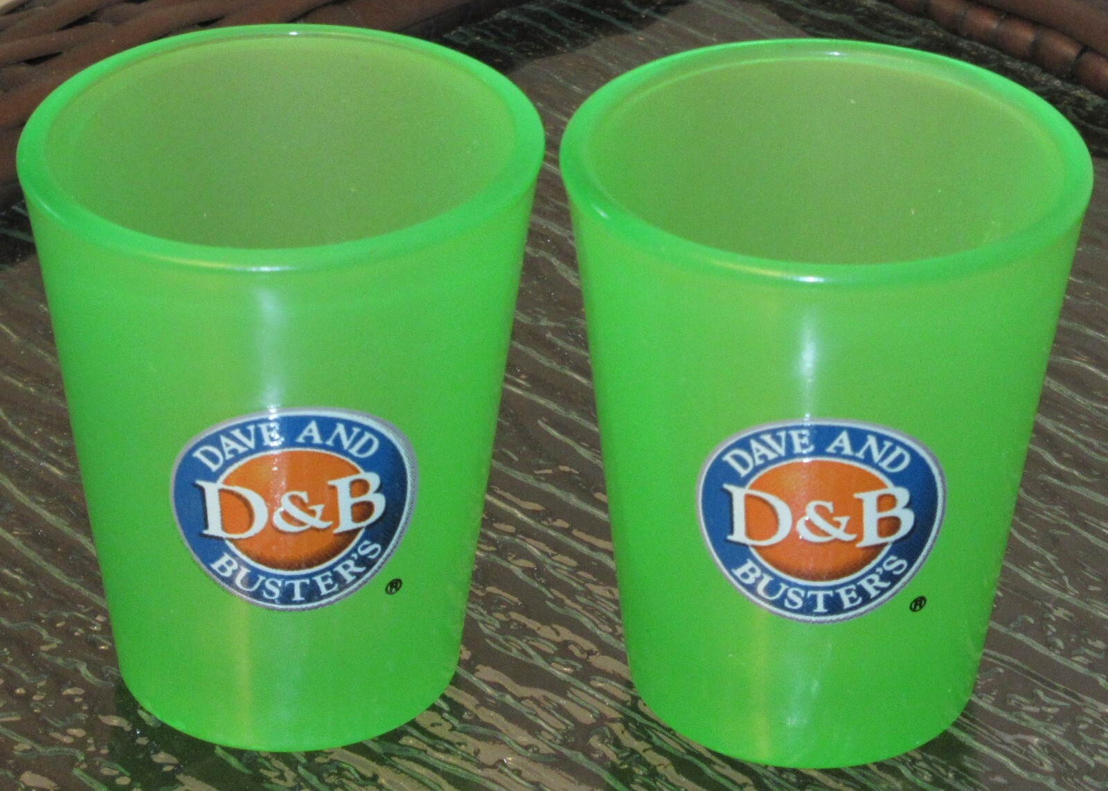 Lot 2 "Dave and Buster's" D & B Neon Green Shot Glasses Sports Bar ...