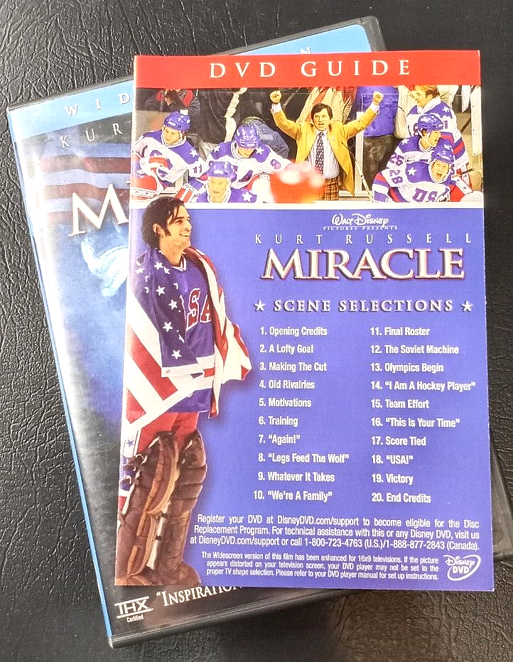 MIRACLE Disney DVD Movie 2 Disc set Hockey Kurt Russell w/ Insert Slip ...