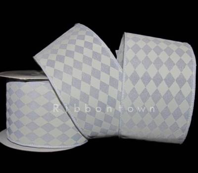 25 Feet Wedding White Ivory Jester Harlequin Diamond Wired Ribbon 2 1/2 ...
