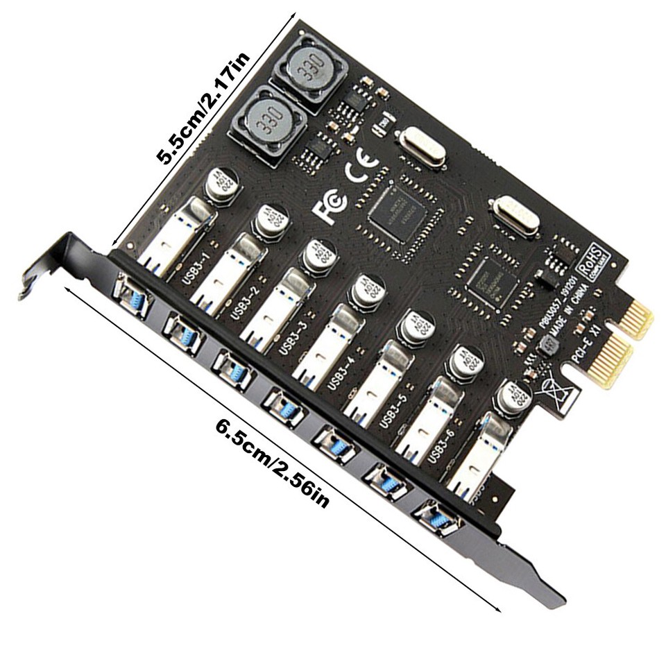 7-Port USB 3.0 PCIe Expansion Card 5Gbps PCI Express Card for Desktop ...