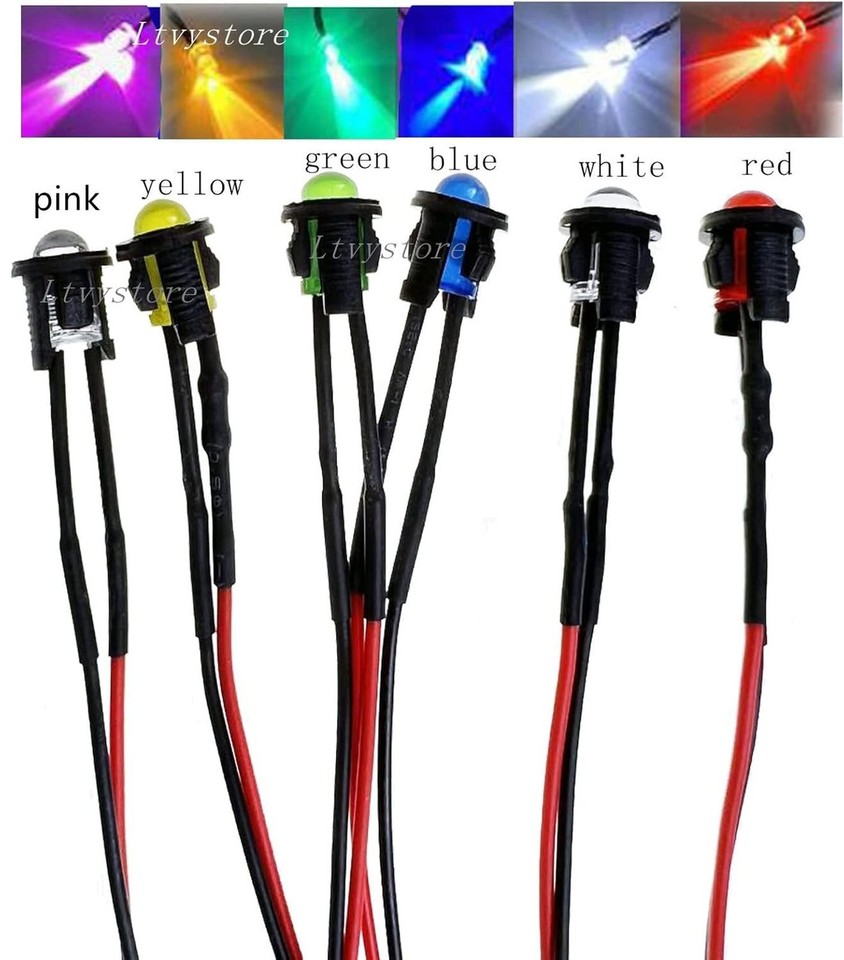 60Pcs 5MM 3Volt Prewired LED Diode 6 Colors LED Lamp Light Bulb ...