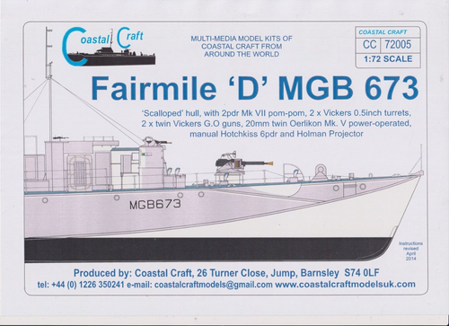 COASTAL-CRAFT MODELS 1/72 SCALE FAIRMILE D MGB673 COMPLETE RESIN KIT ...