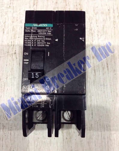 BQD215 SIEMENS TYPE BQD 2 POLE 15 AMP 277V | eBay