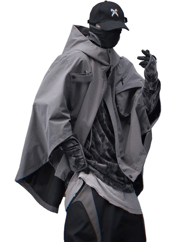 Niepce Unisex I-Tech Poncho Japanese Techwear Hooded Cape Jacket | eBay