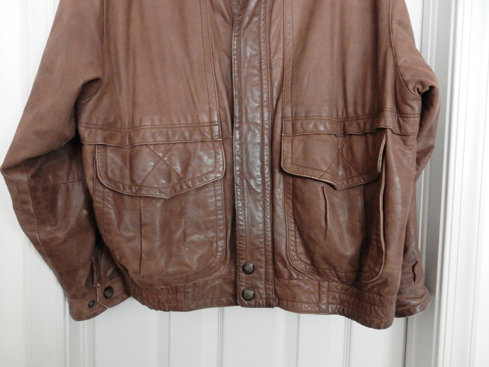 Vintage London Fog Men's Leather Jacket Coat Bomber F… - Gem