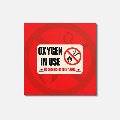 Oxygen in Use No Smoking No Open Flames 4'' X 4'' Square Wooden Coaster ...