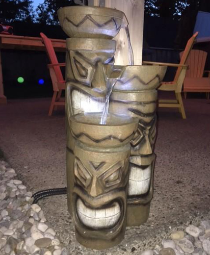 Lighted Tiki Water Fountain 3 Tier Polynesian Garden Waterfall Cascade ...