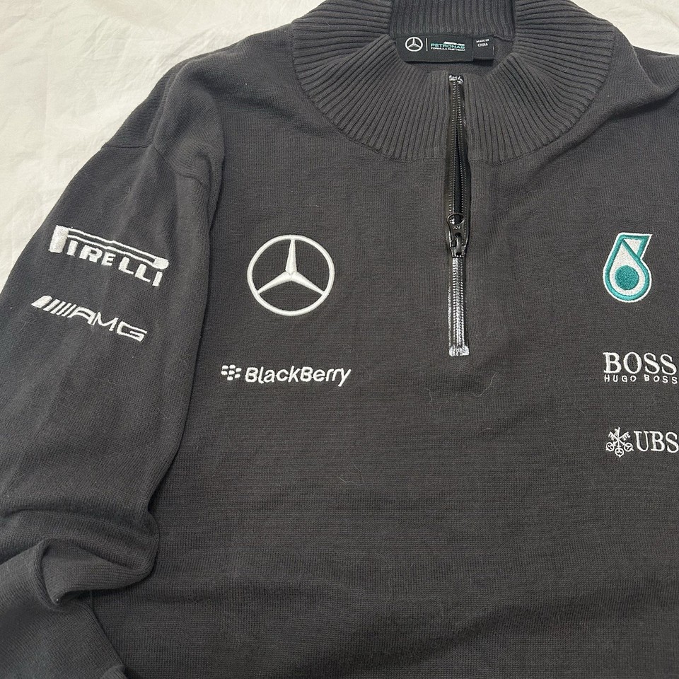 Mercedes AMG Petronas Racing F1 Formula One Gray Knit Sweater Mens Sz ...