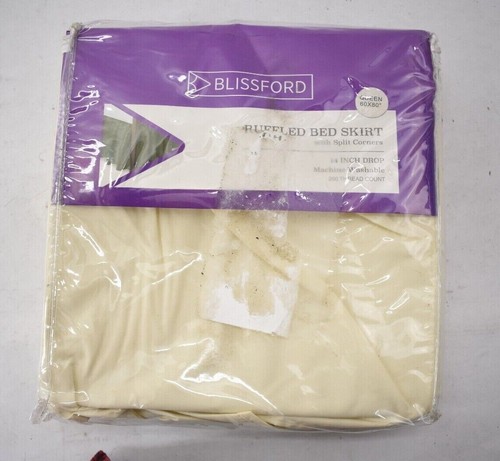 Blissford Bone White Ruffled Bed Skirt With Split Corners Queen Size 60 ...