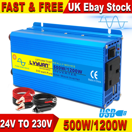Truck 500w 1200w Pure Sine Wave Power Inverter Dc 24v To 230v Converter ...