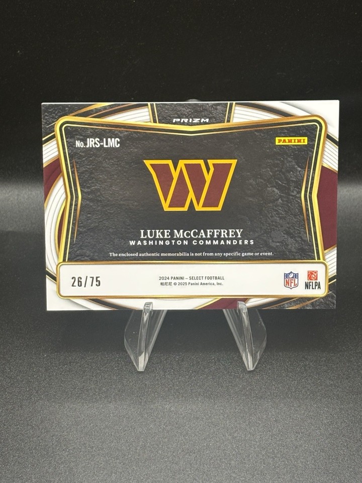 2024 Panini White Select Luke McCaffrey JRS-LMC Rookie Patch Card /75 ...