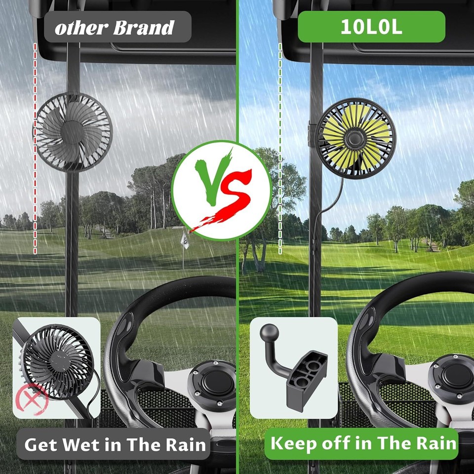 10L0L Golf Cart Fans, Portable USB Fan for Yamaha Club Car DS Precedent ...