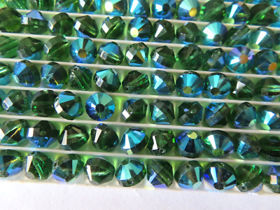 Factory Box 144 Swarovski Crystal tablet beads 8mm Green Turmaline AB ...