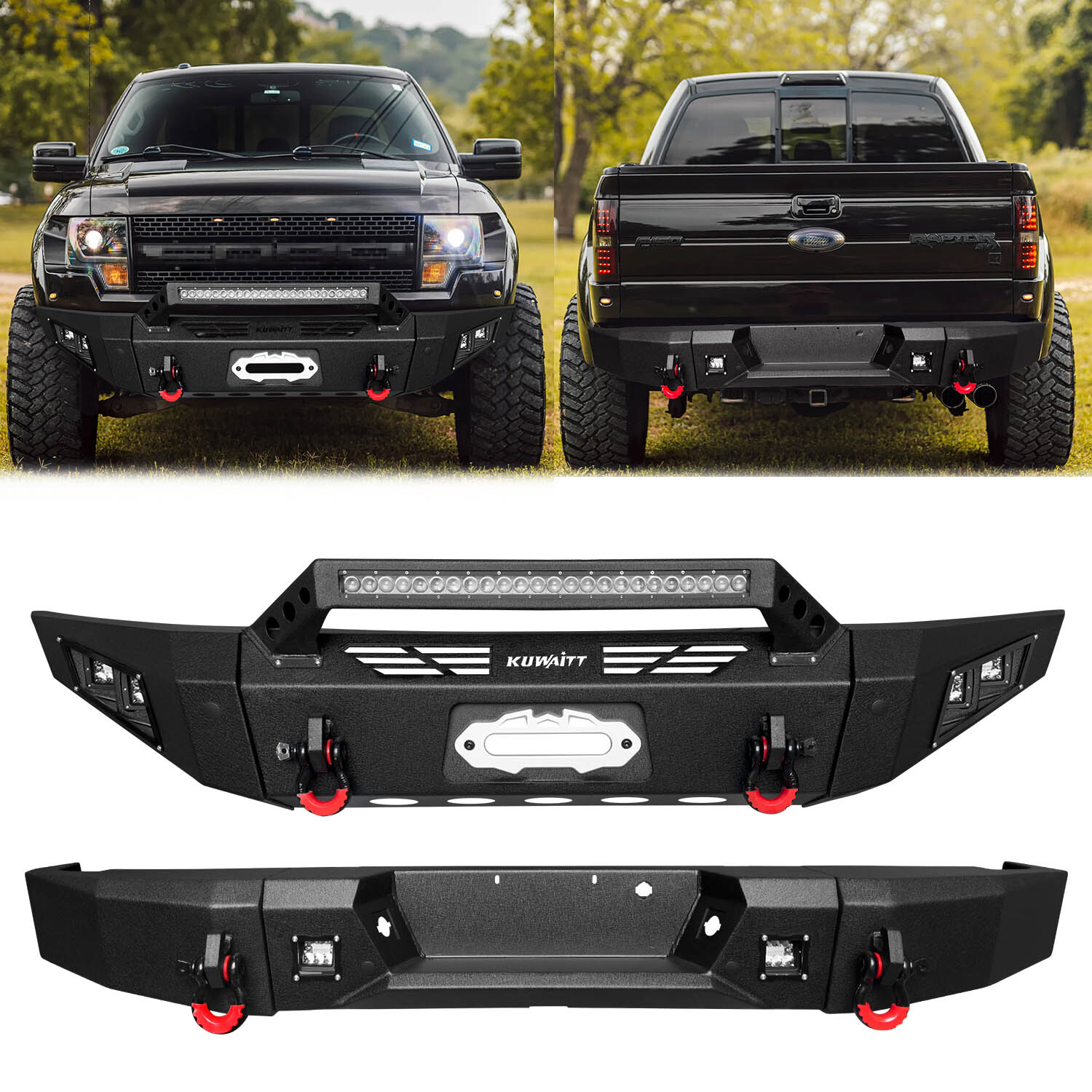 Vijay For 2010-2014 Ford F150 SVT Raptor Front/Rear Bumper W/Winch ...