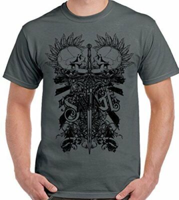 Punk Skulls T-Shirt Mens Biker Motorbike Motorcycle Rock Music Savage ...