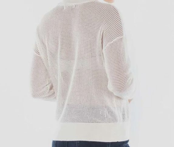 $80 Calvin Klein Women's White Long Sleeve Mesh Pullover Sweater Size M ...