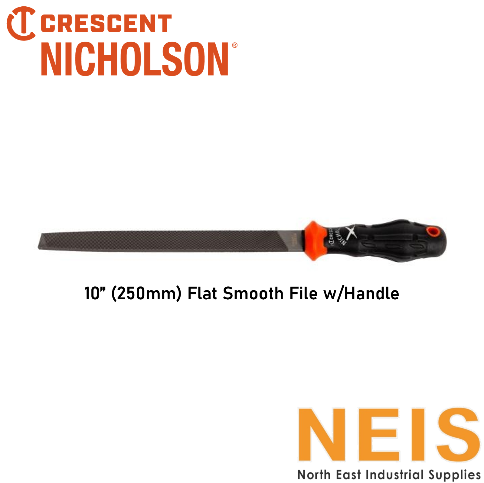 CRESCENT NICHOLSON Flat File Handled Smooth 10" 903732C - Carded, Made ...