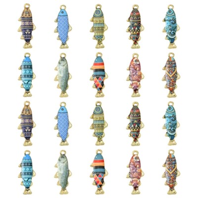 40Pcs Enamel Fish Hang Dangle Charms Pendants for DIY Bracelet Necklace ...