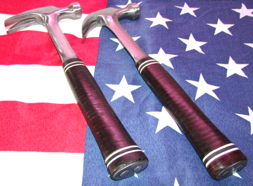 Set Vintage 16 oz Estwing Curve & Straight Claw Leather Handle Hammers ...
