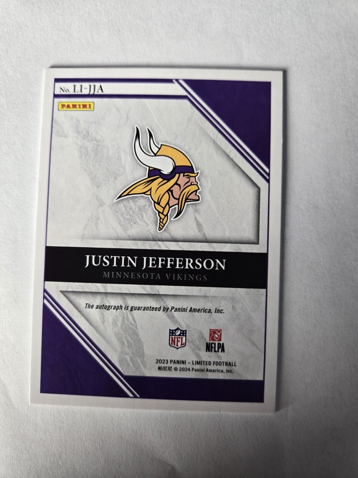 2023 Panini Limited Justin Jefferson Limited Ink 7/10 Auto SSP Vikings ...