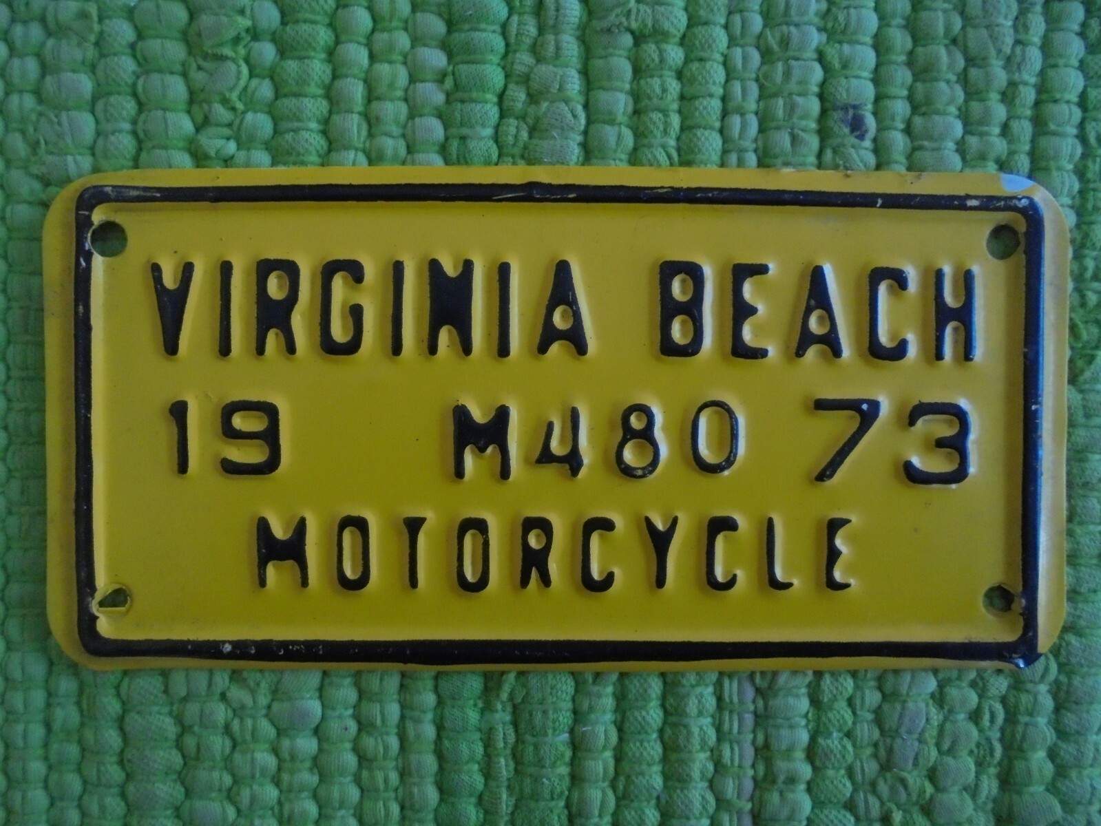 1973 Virginia Beach MOTORCYCLE License Plate VA 73 Tag M480 | eBay