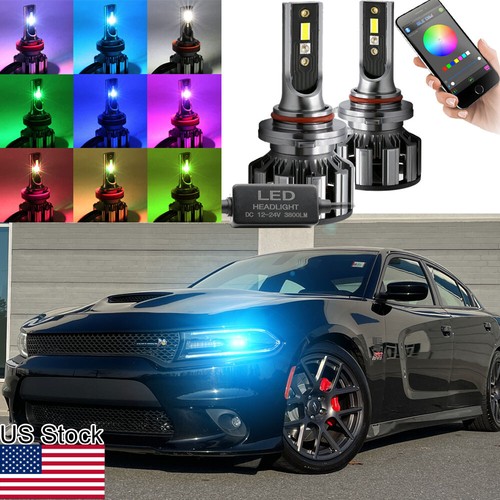 2x 9005 RGB LED Headlight High/Low Beam Bulb APP Control For 16-20 ...