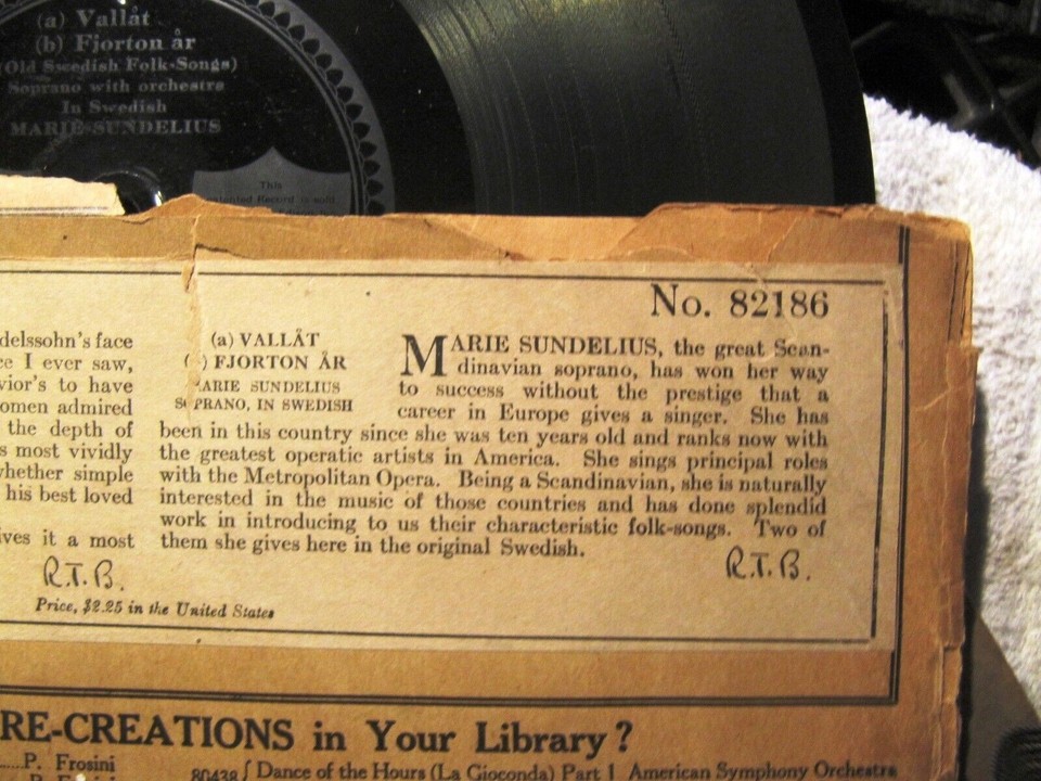 1917 Marie SUNDELIUS Swedish EDISON DIAMOND DISC Vallåt - Fjorton år ...