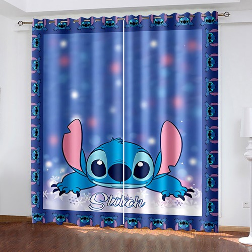 Pair Ready Made Curtains Thermal Blackout Eyelet Ring Top Lilo Stitch ...