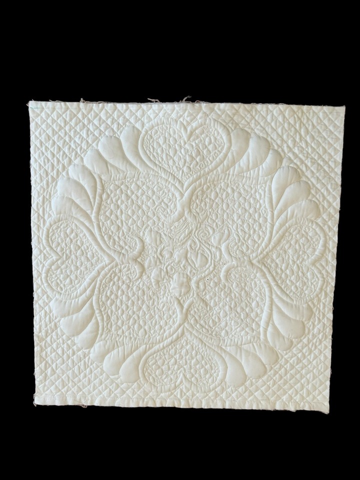 Trapunto Quilted & Embroidered Quilt Pieces Unfinished Crafts Pillows ...