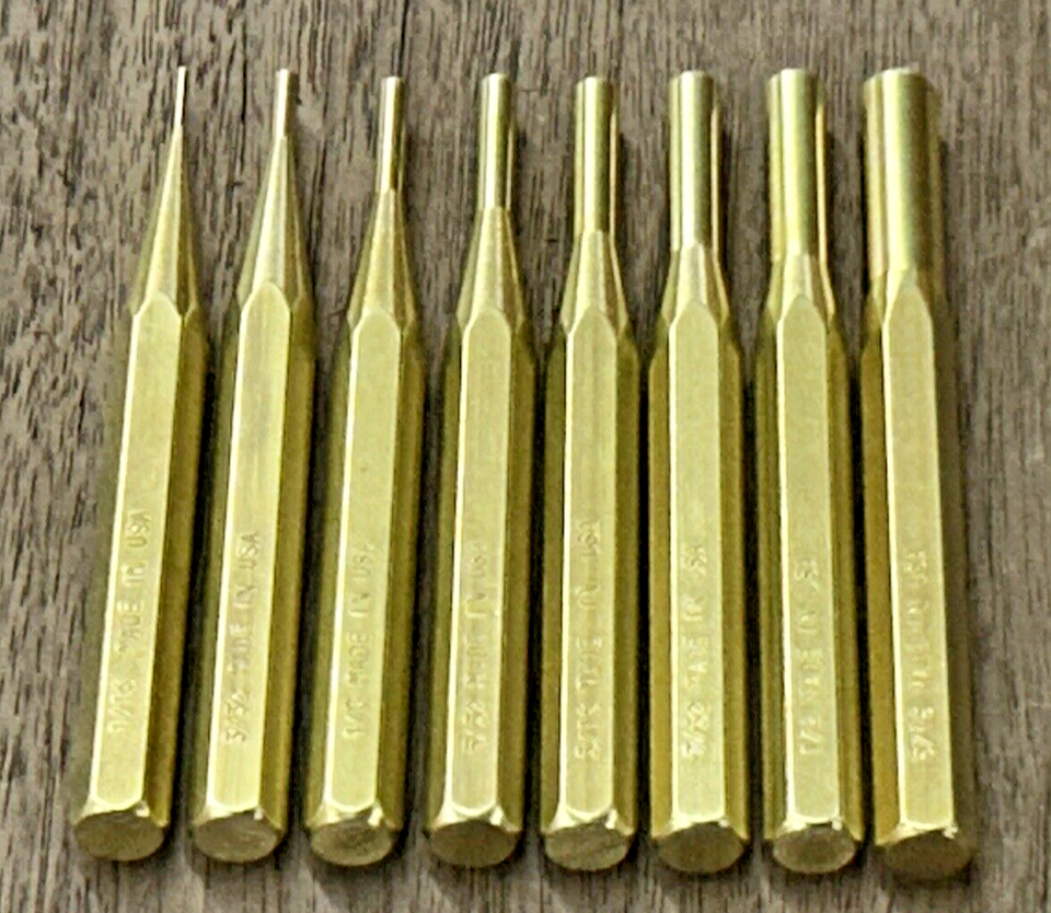 Precision Brass Drive Pin Punches MADE IN USA Hex Punch Set Drift ...