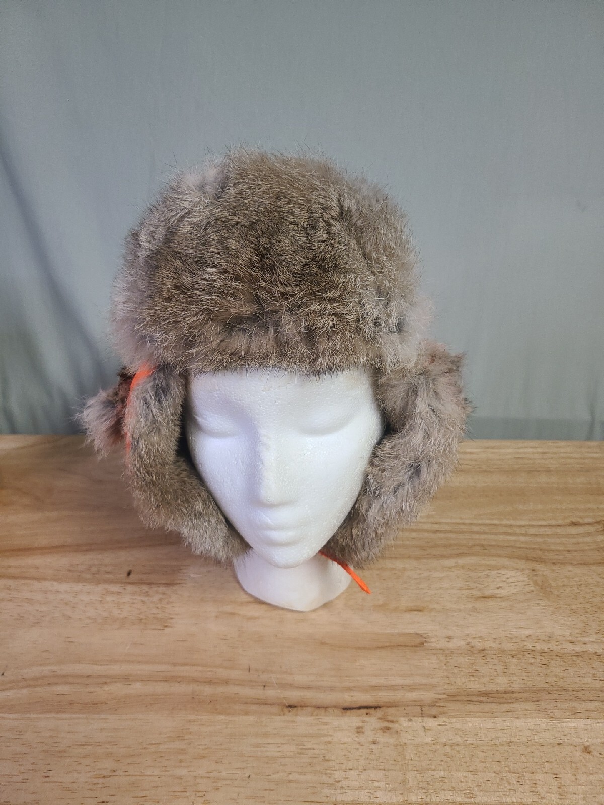 klondike rabbit fur lined orange hat - Gem