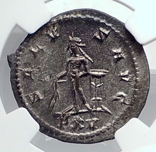 GALLIENUS Authentic Ancient 267AD Antioch Roman Coin APOLLO TRIPOD NGC ...