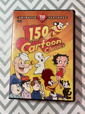 150 CARTOON CLASSICS ~ 150 CARTOON ANIMATED FEATURES ~ DVD, 2008 ~ 3 ...