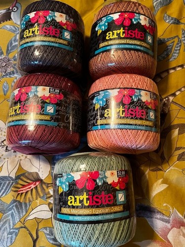 Lot/5-ARTISTE Crochet Thread, Size 10, 100% EGYPTIAN COTTON,FABULOUS ...