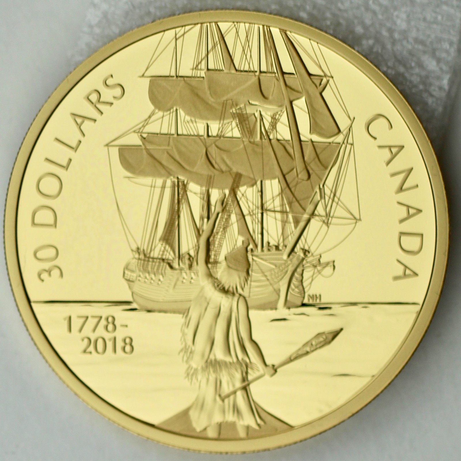 2018 $30 Captain Cook and the HMS Resolution 2 oz. Pure Silver Gold ...