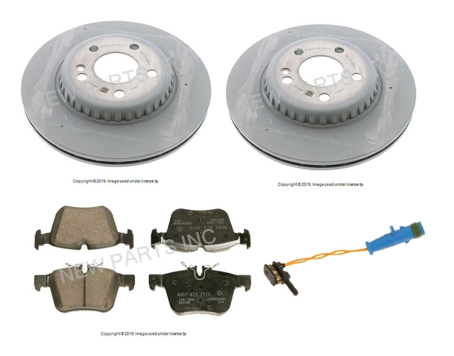 Genuine Rear Disc Brake Rotors with Pads & Sensor For Mercedes W205 ...
