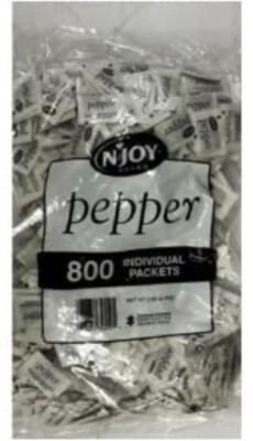 N’Joy Food Grade Black Pepper Packets, Individually Wrapped Pack Of 800 ...