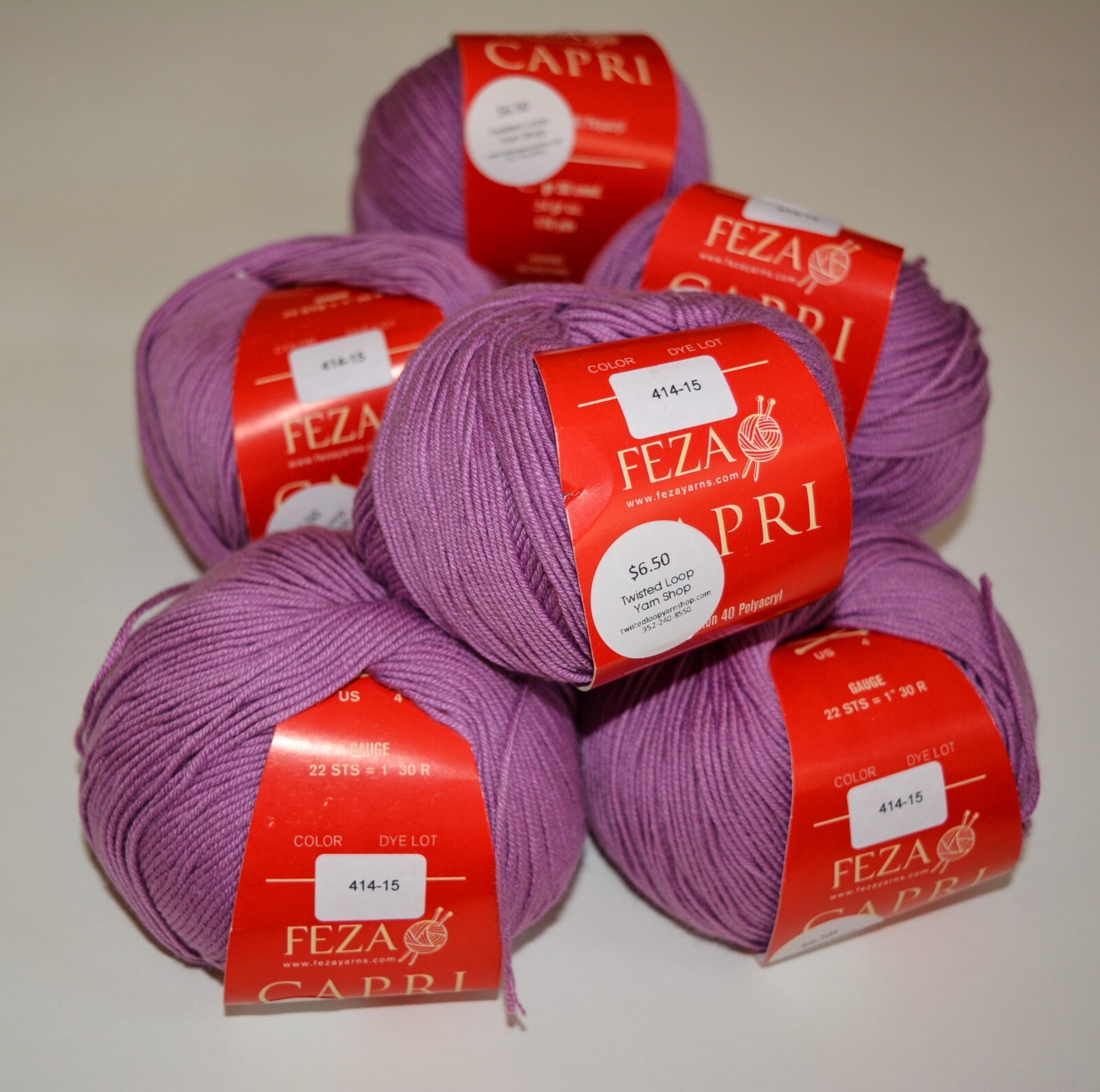 Feza Capri Yarn Sport Weight Cotton Polyacryl Purple 50g ea Lot of 6 | eBay