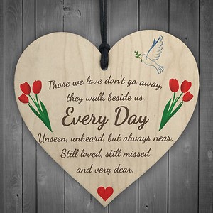 Those We Love Don't Go Away Wooden Hanging Heart Memorial Plaque Heaven ...