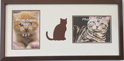 Wall Hanging Cat Themed Picture Frame Holds Two 5x7 Photos (Brown) wall ...