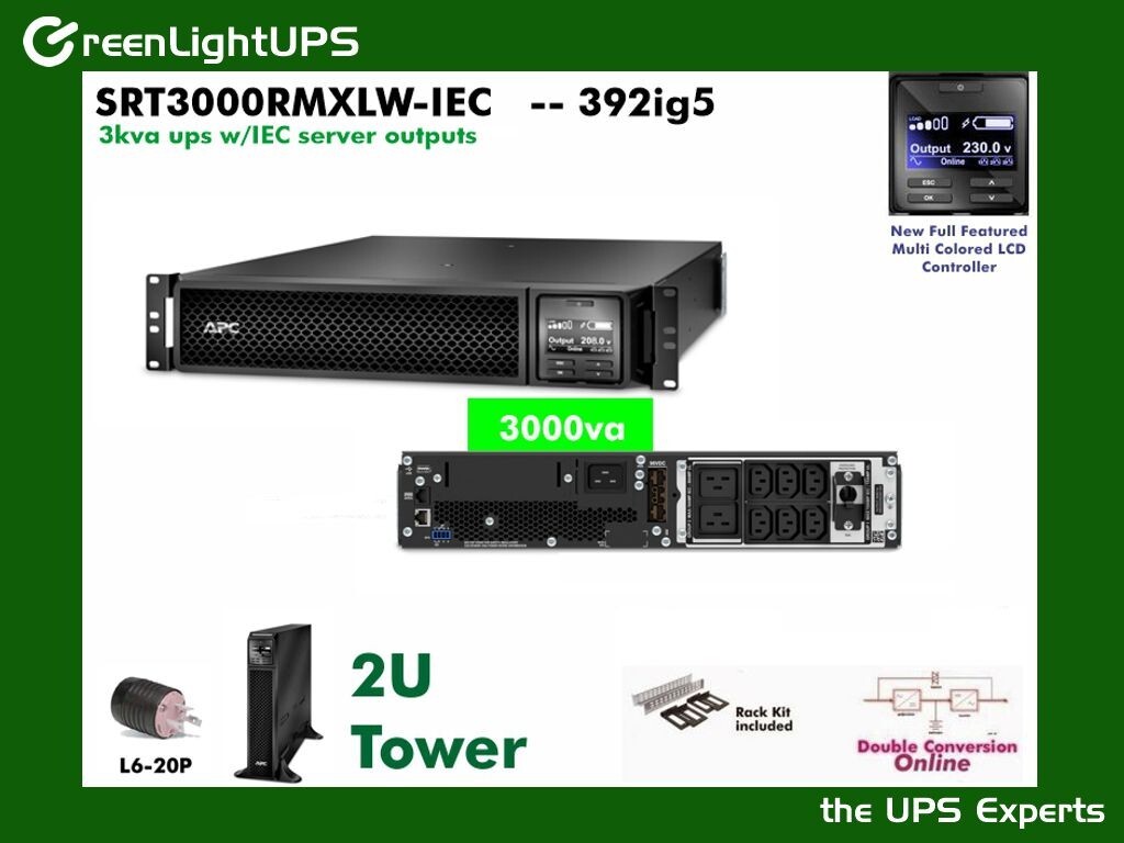 Rebuilt~ APC SRT Online SRT3000RMXLI UPS 3000va 220/230/240v #NewBatts ...