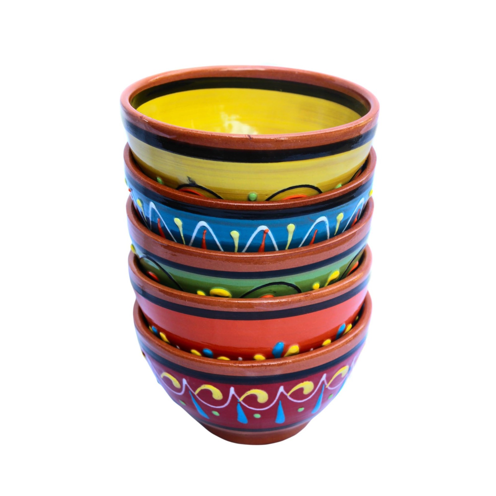Terracotta Salsa Bowl Set of 5 Small European Size Hand Painted From ...