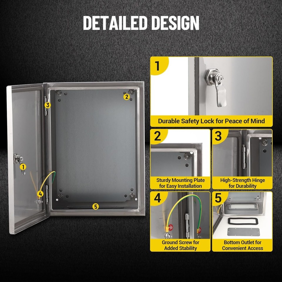 Electrical Junction Box 12"/16''/20'' Stainless Steel Hinged Junction ...