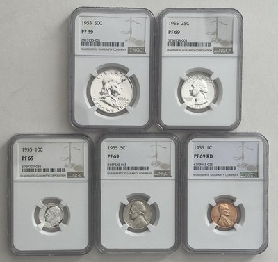 1955 US Proof Set, All 5 Coins Graded, NGC PF 69 | eBay