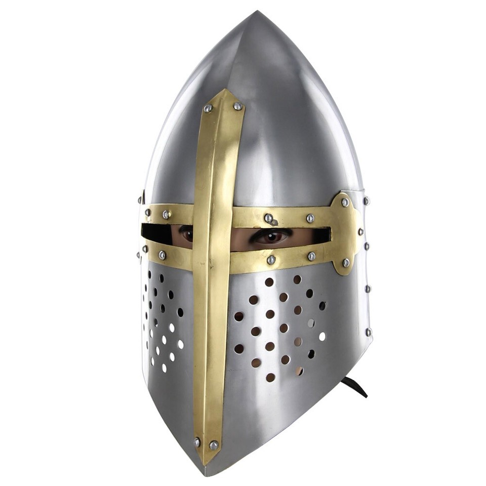 Medieval Great Bucket Helm Knights 20G Steel Templar Crusader Helmet | eBay