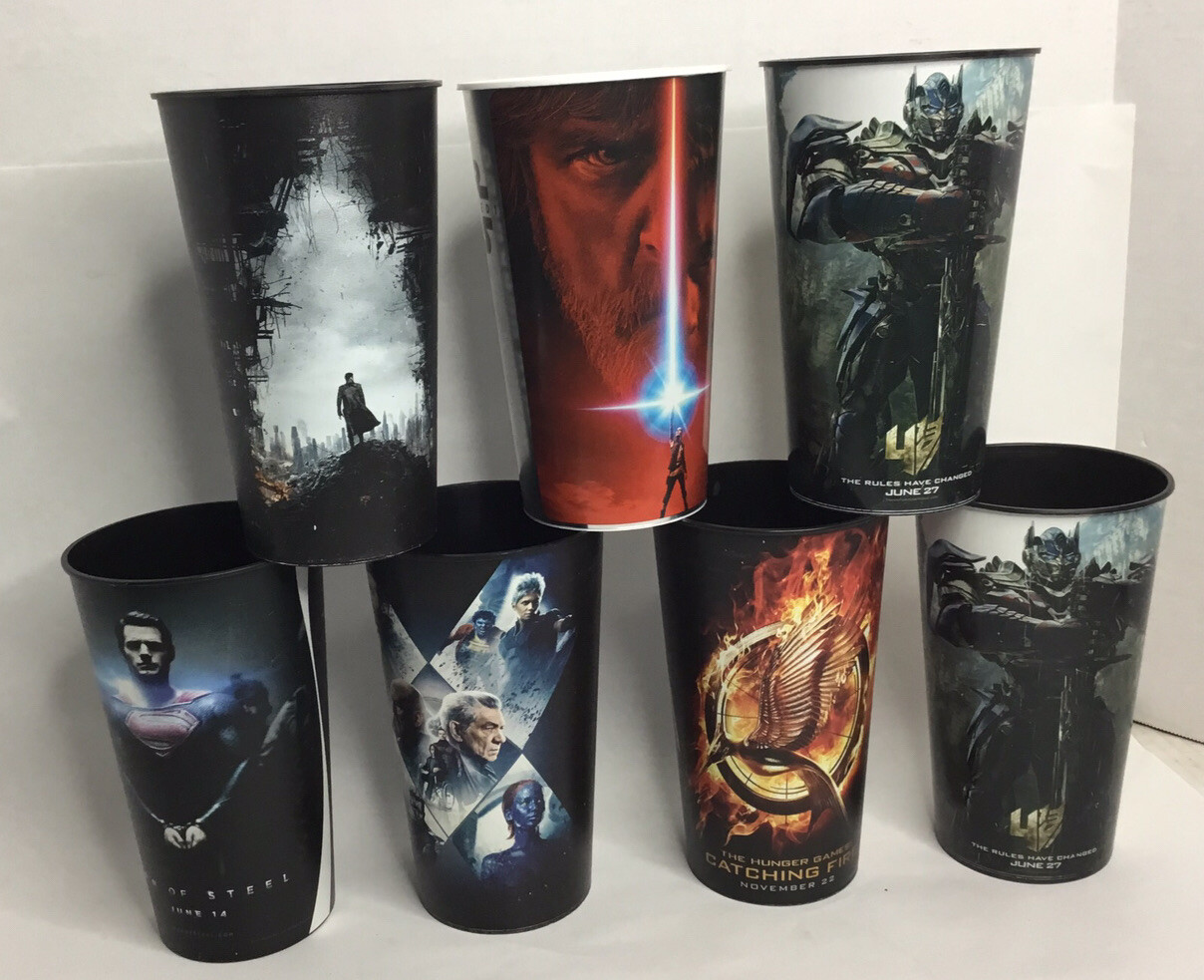 7 Movie Promo Cups Transformers Star Trek Superman X-men Hunger Games ...