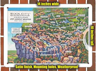 Metal Sign - Tennessee Postcard - Rock City Gardens, Fairyland, Atop ...