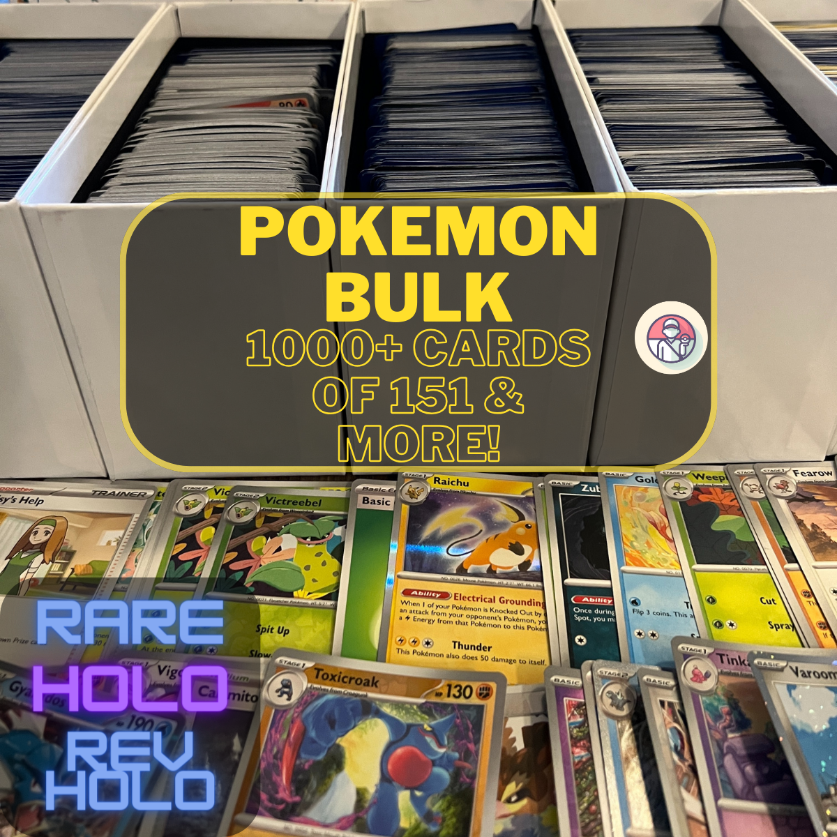 Lot of 1,000+ Pokemon Cards - RARES, HOLOS + REVERSE + COM/UNC & More ...