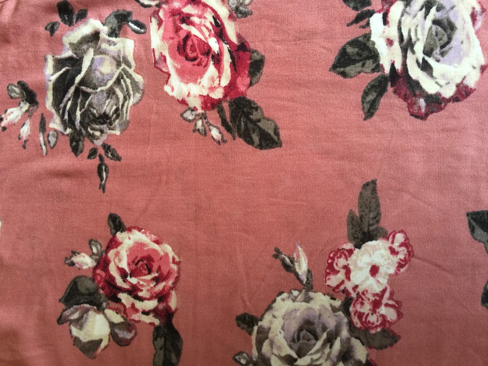 Tank Top SOFT Buttery Pink high neck Roses Floral fitted S M L XL 2-12 ...